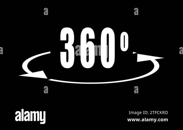 360 degrees animated sign. Angle 360 degree. Virtual reality. Panorama ...