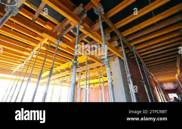 The process of creating a floor. Formwork rack. Formwork flooring ...