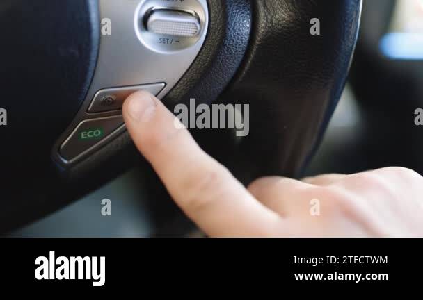 Businessman finger press the button to start the autonomous cruise ...