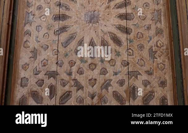 Closeup of a Moroccan, wooden door detail, with traditional wood ...