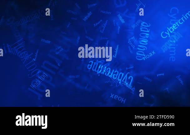 Blue Text of Cyber crime Computer Security word typing motion animation ...
