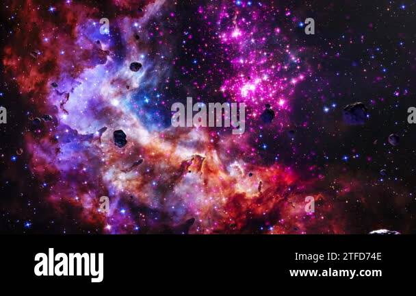 Galaxy Space flight exploration space rock scence through outer space ...