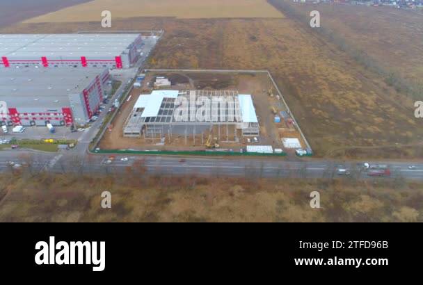 Construction of an industrial building. Reinforced concrete building ...