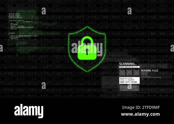 Access Denied Warning Alert. alert of a hacker's computer screen. Green ...