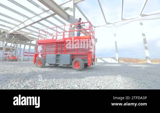 Large folding lifting platform. Professional construction equipment ...