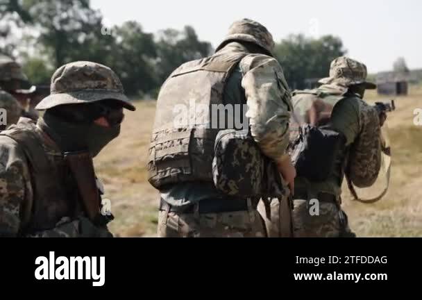 The Military Special Forces Unit attacks the enemy with ammunition and ...