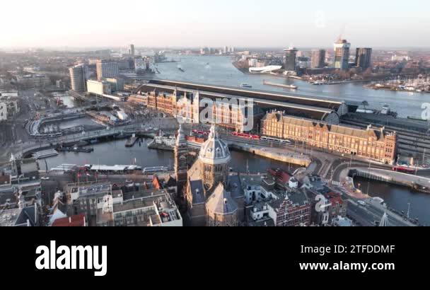 Amsterdam downtown city center central station landmark in The ...