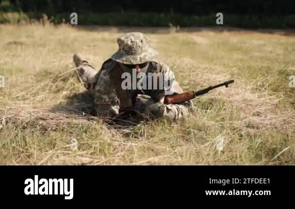 The Military Special Forces Unit attacks the enemy with ammunition and ...