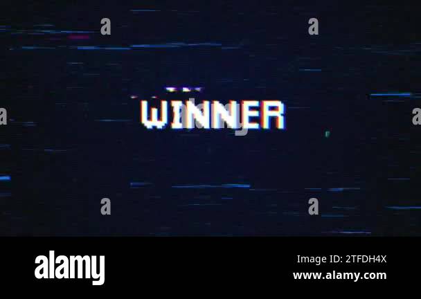 WINNER text with glitch background concept for video games screen ...