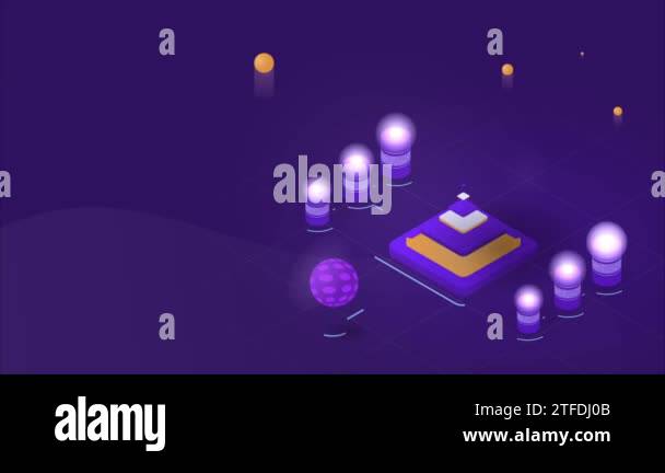 Artificial intelligence video concept. Moving banner with modern cloud ...