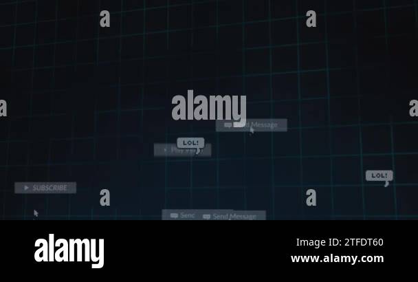 Animation of data processing over 6g text and media icons. Global ...