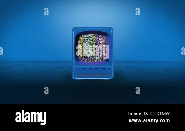 Vintage Television Set Green Background with Noise, Color Bars and ...