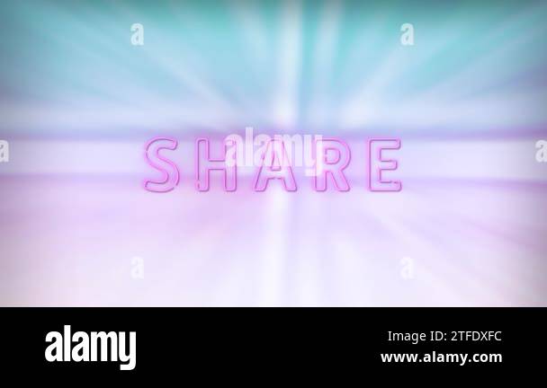 Animation of glowing pink color share text over abstract background ...
