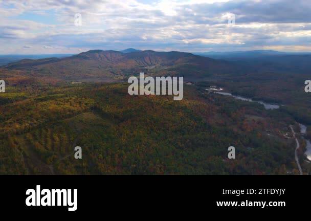 Ragged Mountain Resort and ski area aerial view with fall foliage in ...