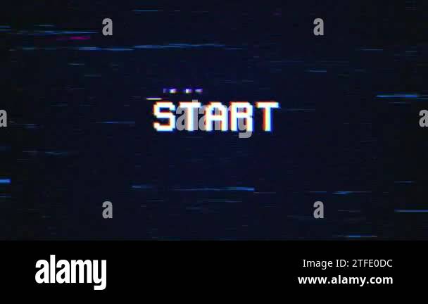SHOWTIME text with glitch background concept for video games screen. SHOWTIME Retro text effects ...