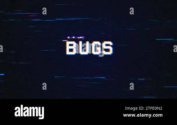 BUGS text with glitch background concept for video games screen. BUGS ...