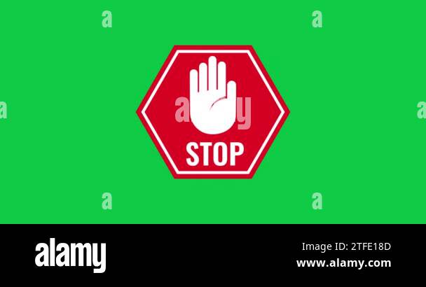 Stop hand sign animation. No entry traffic sign with hand animation ...