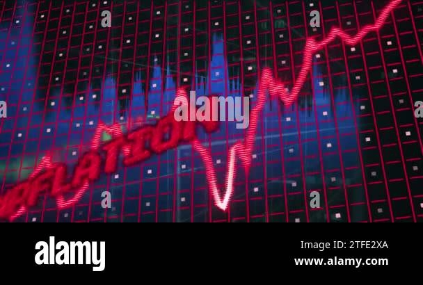 Animation of slumpflation text over diagram. Global patriotism and digital interface concept ...