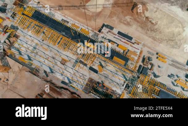 Construction process of a modern football stadium. Builders make ...