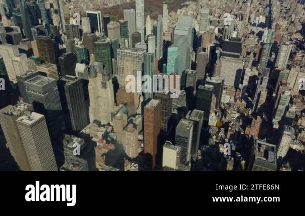 High angle view of high rise office and apartment buildings in midtown ...