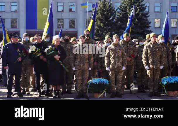 Poltava, Ukraine - 20 Feb 2022 Nebesna Sotnia Monument and requiem ...