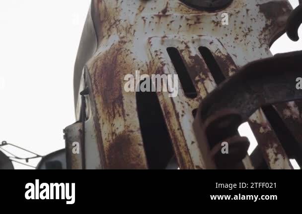 Abandoned rusty radioactive equipment of the soviet union. Cemetery of ...