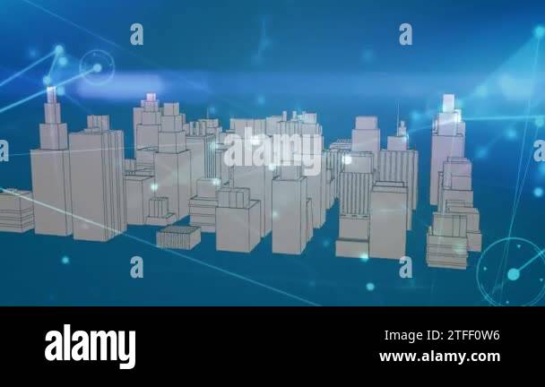 Animation of dots connected with lines and floating abstract patterns ...