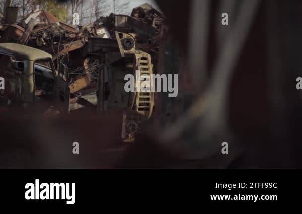 Abandoned rusty radioactive equipment of the soviet union. Cemetery of ...