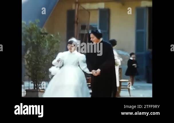 palermo, italy march 1950:Little girl in white formal dress for 1950s ...