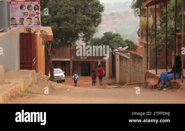 African Uganda slum street in Kampala, very poor district Stock Video ...