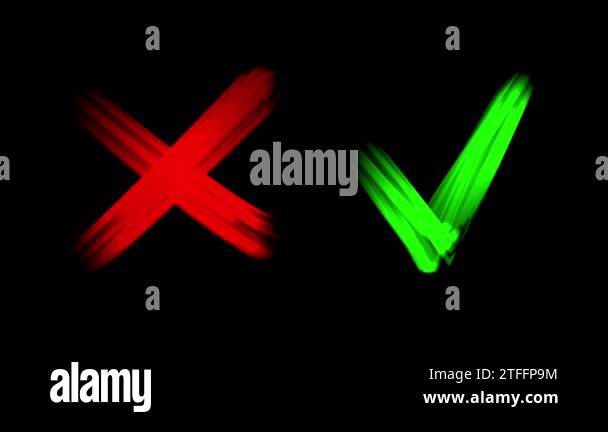 Green tick check mark and red cross X symbol. Yes or No, True or false ...