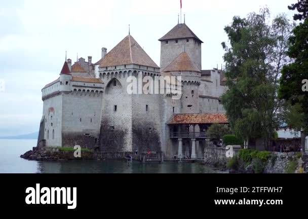 MONTREUX SWITZERLAND APRIL 14 Chillon castle entrance traditional ...