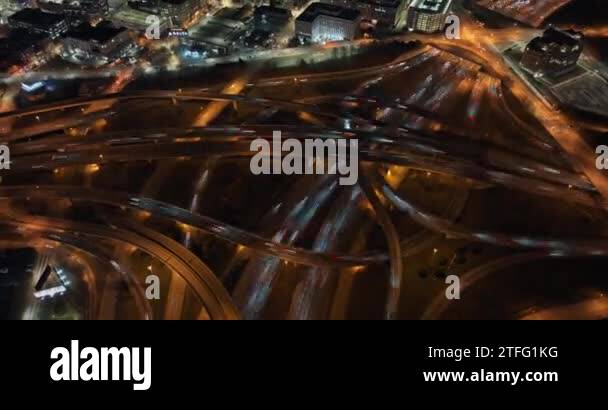 Atlanta Aerial v815 hyperlpase birds eye view capturing complex freeway ...