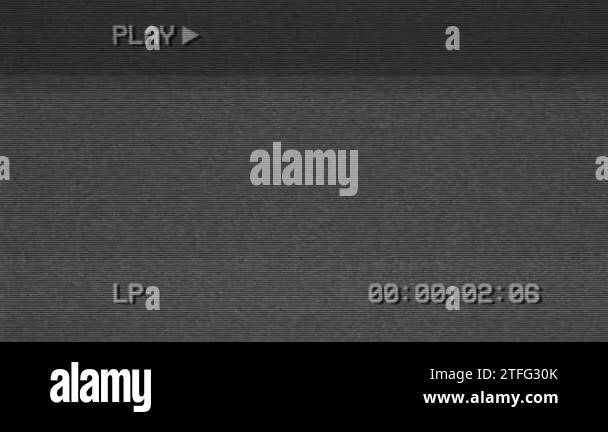 Retro 80s, 90s. Old gray screen with PLAY text and timecode. VHS ...