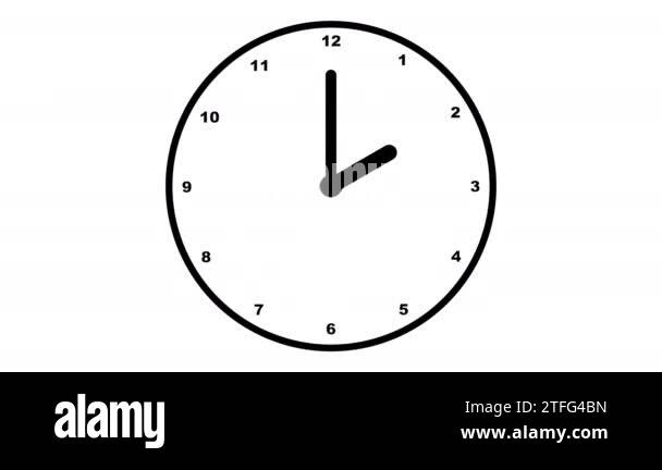 Clock with moving arrows on white background. Clock animation in 12 ...