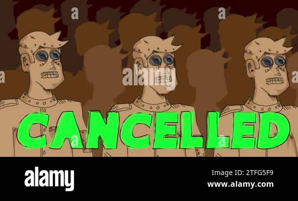 Robot Army with Cancelled Text. Line Art Animated video. Future ...