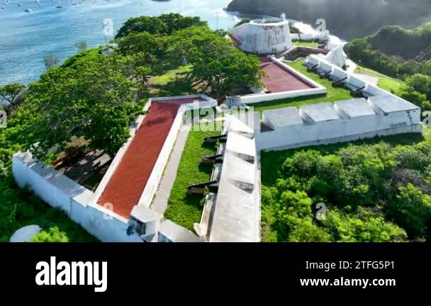 Island of Fernando de Noronha Brazil. Military fort with weapons at ...