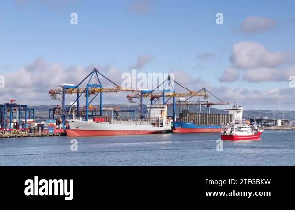 Belfast Harbour. A time-lapse recording of Belfast harbour as container ...