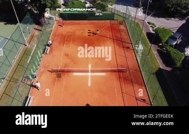 Drone aerial tennis court, futuristic tennis sport concept, augmented ...