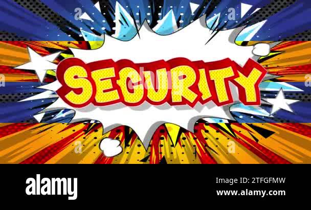 Security. Motion poster. 4k animated Comic book word text moving on ...