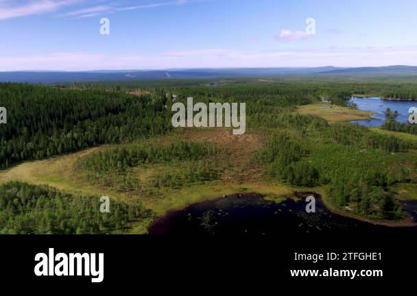 Beautiful scenic panoramic view of the Swedish forests, mountains and ...