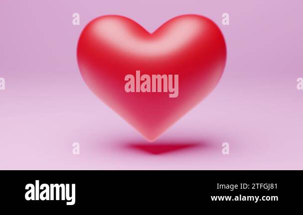 3d animation of a red beating heart in the middle of frame on pink ...