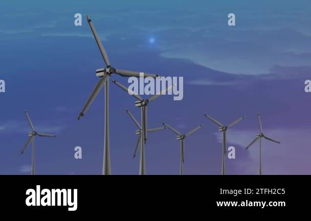 Wind turbine farm, windmill farm propellers rotating in wind Loop ...