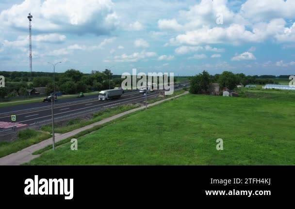 KYIV, UKRAINE - APRIL, 2021:Building an asphalt road in Kyiv region as ...