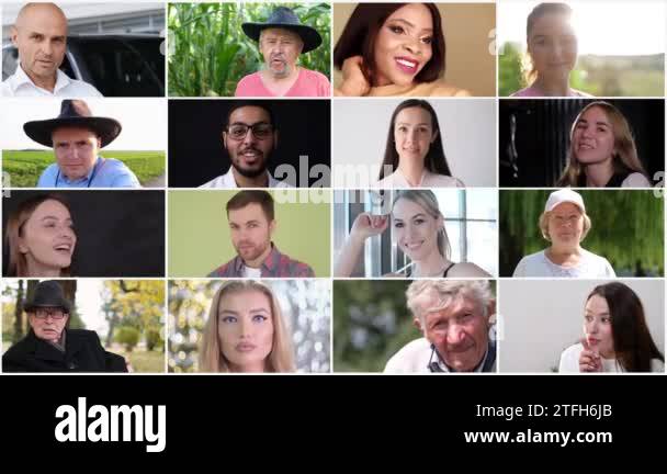 Collage of different races of people in video, they are smiling in a ...