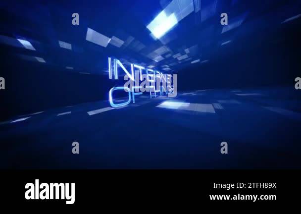 Internet Of Things text Science technology futuristic 3D cinematic ...