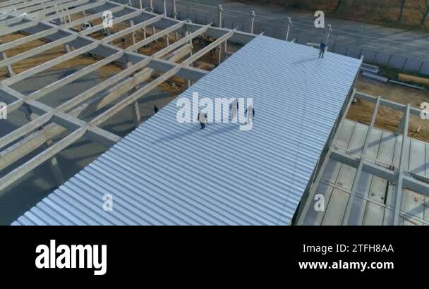 Construction of a modern industrial building. Construction of an ...