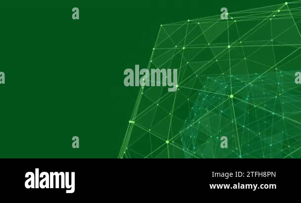 Animation of network of connections over green background. global ...
