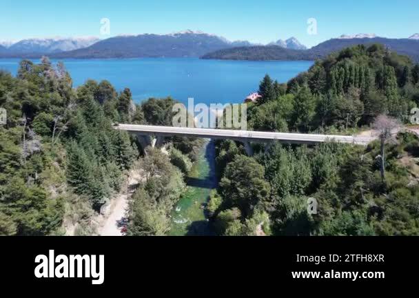 View of The Correntoso River, a river located in Villa La Angostura ...