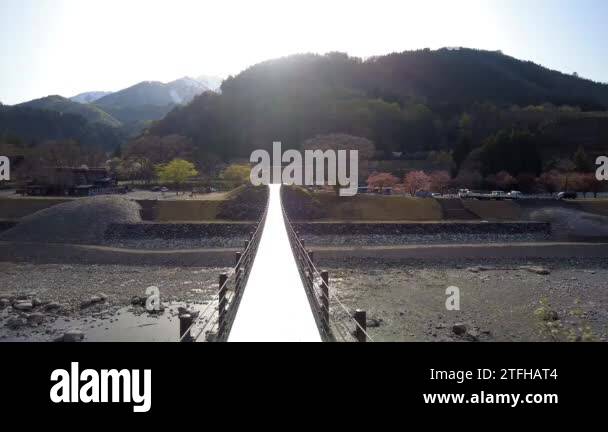 Gifu,Japan - April 22, 2022: Deai bridge on Sho river, a suspension ...